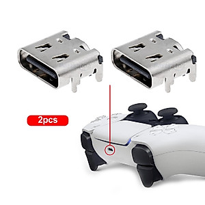 Rinbers Pack of 2 USB Type-C Charging Port Charger Socket Power Jack Replacement for Sony Playstation 5 DualSense PS5 Wireless Controller with Opening Tools