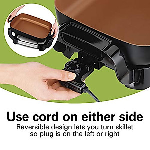 Hamilton Beach Durathon Ceramic Electric Skillet with Removable 12x15” Pan, Adjustable Temperature, Reversible Design, Tempered Glass Lid (38529K)