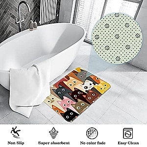 Funny Cats Funny Cartoon Grey Yellow, Indoor Door Mat Durable Front Door Mats Entryway Rug Non-Slip Absorbent Area Rugs Resist Dirt Rugs for Room Decor, 24"x16"