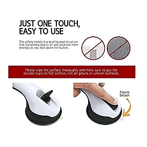 FChome Shower Wall Suction Cup Grab Bars,12 Inches Shower Handle Bar Offers Safe Grip with Strong Hold Suction Cup for Safety Grip Grab in Bathroom,Gray