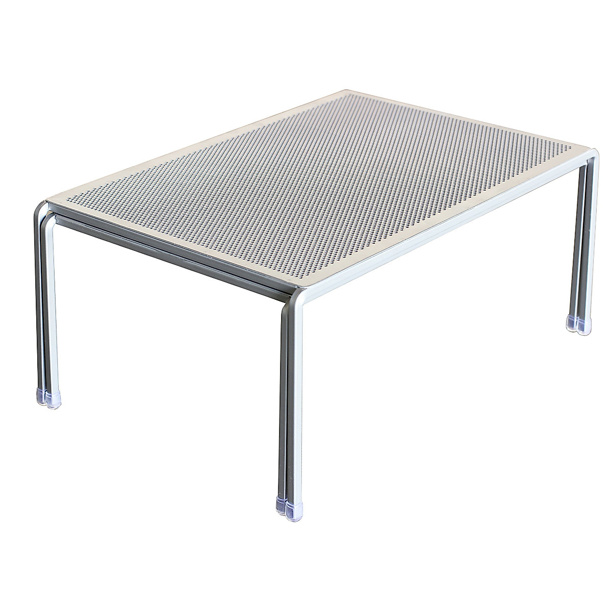 DecoBros Expandable Stackable Kitchen Cabinet and Counter Shelf Organizer,Silver