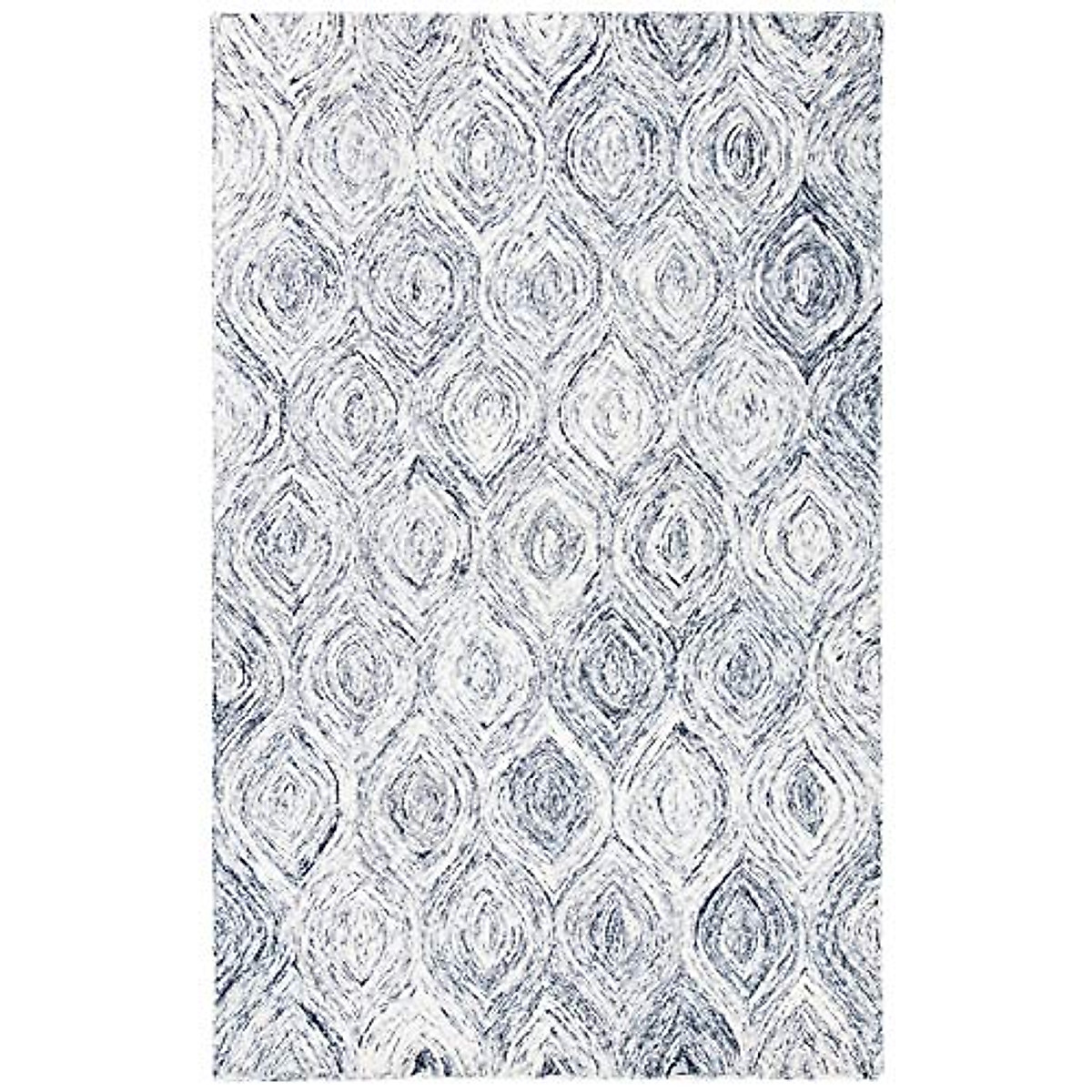 SAFAVIEH Ikat Collection Area Rug - 8' x 10', Silver & Grey, Handmade Wool, Ideal for High Traffic Areas in Living Room, Bedroom (IKT631G)