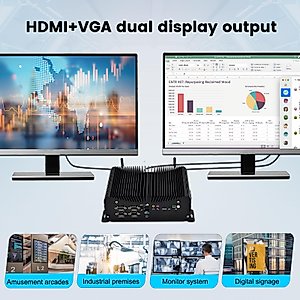 Industrial Fanless Mini PC Inter i7 1165G7 Windows 11, 8GB DDR4 256GB SSD, 8 x USB, 6X COM, HDMI, VGA, 14 x GPIO, 2*i225-V B3 2.5G RJ45 LANs
