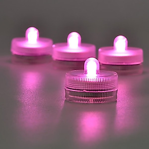 KITOSUN Submersible LED Lights cr2032 Battery Powered Underwater Waterproof LED Tea Light Candles for Events Wedding Centerpieces Vase Floral Xmas Holidays Home Decor Lighting(Pack of 12) (Pink)