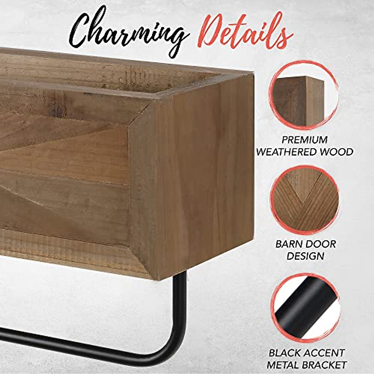 Autumn Alley Rustic Farmhouse Bathroom Shelves Wall Mounted – Industrial Floating Shelves for Bathroom with Towel Bar – Stunning Inlaid Wood Design, Above Toilet Shelves Rustic Towel Rack