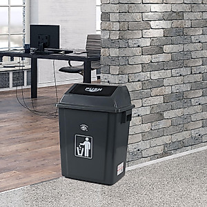 Xeabia 6 Gallon Plastic Trash Can, Plastic Garbage Can with Swing Lid, 4 Packs