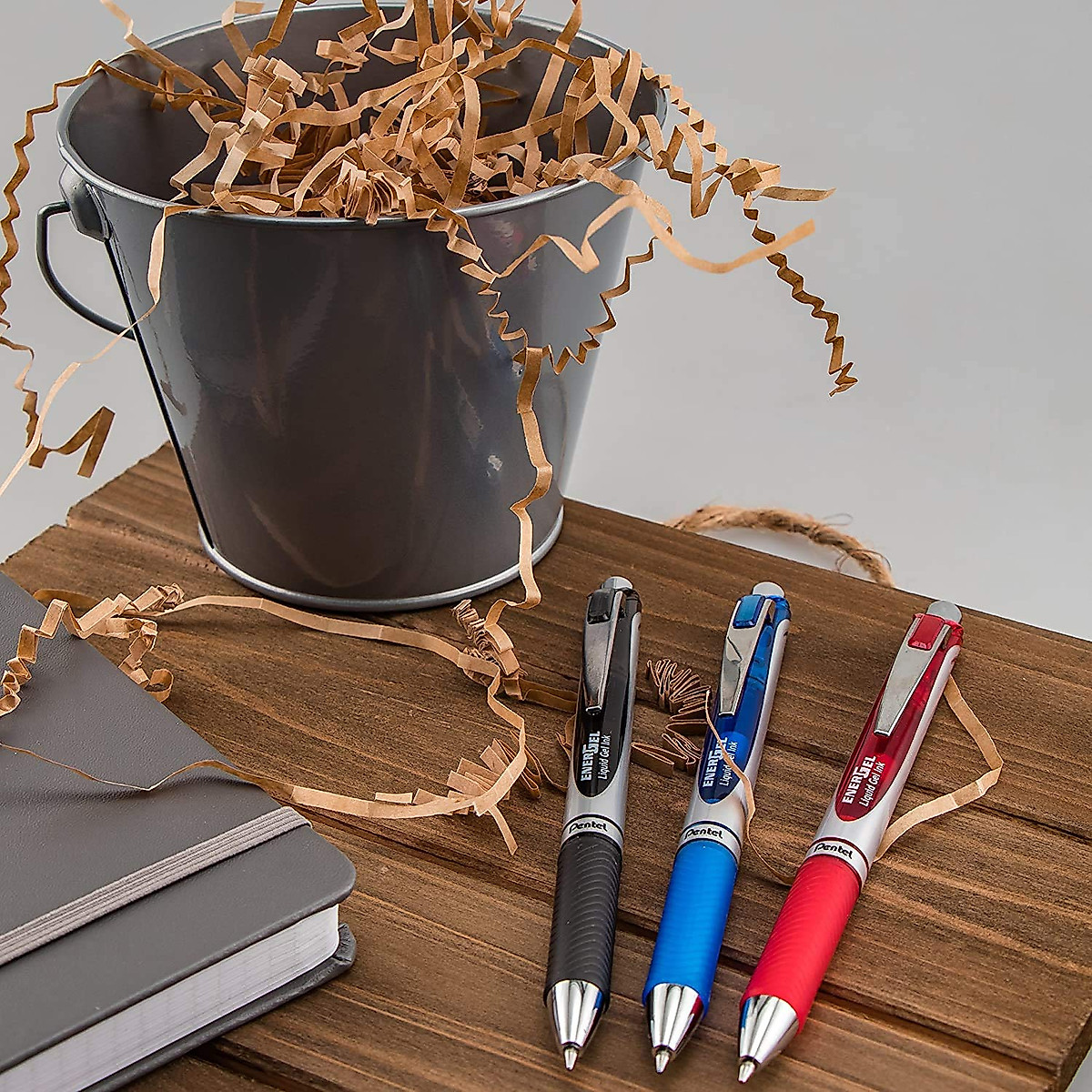 Pentel Energel 0.7 MM RTX Retractable Deluxe Liquid Gel Pen, Bulk Pack Of 10 Black Ink Metal , Medium Line, Metal Tip Premium Pens Great for Office, School & Home for Women & Men BL77BP10A