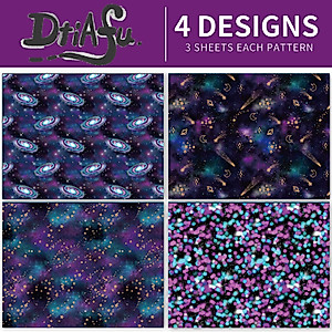 Dtiafu Galaxy Wrapping Paper for Girls Boys Women Men - 12 Sheets Space Gift Wrap Paper with Solar System Planet Sparks Meteors Constellations Great for Birthday Baby Shower - 20 x 28 Inches Per Sheet