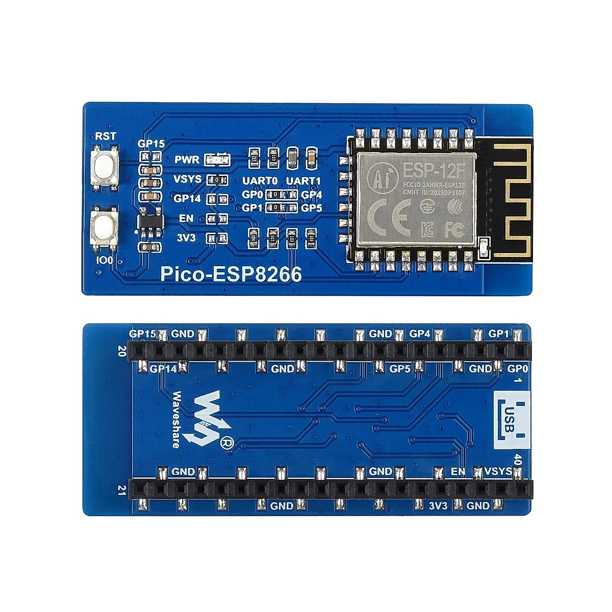 for Raspberry Pi Pico ESP8266 WiFi Module WiFi Expansion Board Based on ESP8266,Supports TCP/UDP Protocol, IEEE 802.11b/g/n WiFi Standard,115200 BPS UART Baudrate