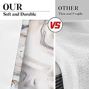 Tayney Marble Kitchen Curtains White Grey Gold Window Curtains and Valances Set 36 Inch, Abstract Texture Art Short Tier Curtain for Kitchen, Modern Luxury Small Kitchen Decor