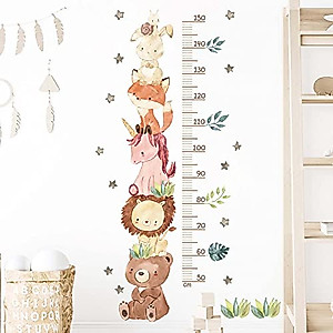 Kawaii Wall Decorations, Cute Cartoon Height Chart Stickers, Growth Chart for Wall, Living Room, Bedroom Wall Decoration Stickers (Bear Stacked)