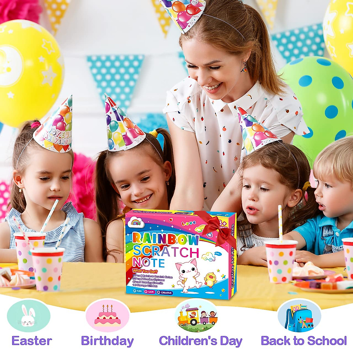 ZMLM Scratch Art Party-Favor Notebook: 16 Pack Rainbow Mini Scratch Note Bulk Art Craft Drawing Supplies Kit for Age 3-12 Year Old Kid Boy Girl DIY Toy Gift for Birthday Children's Day Activity