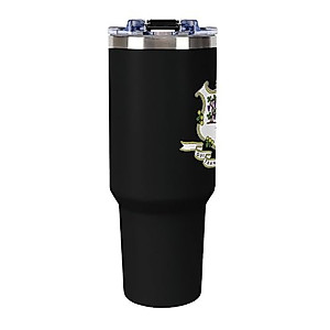 Connecticut Flag Insulated Tumblers with Handle Stainless Steel Coffee Mug Funny Travel Cup with Lid Straw 40oz