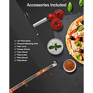 RIEDHOFF 16" Gas Outdoor Pizza Oven, [Automatic Rotating] [Foldable Legs] Portable Pizza Maker, 1000°F 8000W [Quickly Bake] [Stainless Steel] Rotatable Pizza Grill for Outdoor Cooking Camping