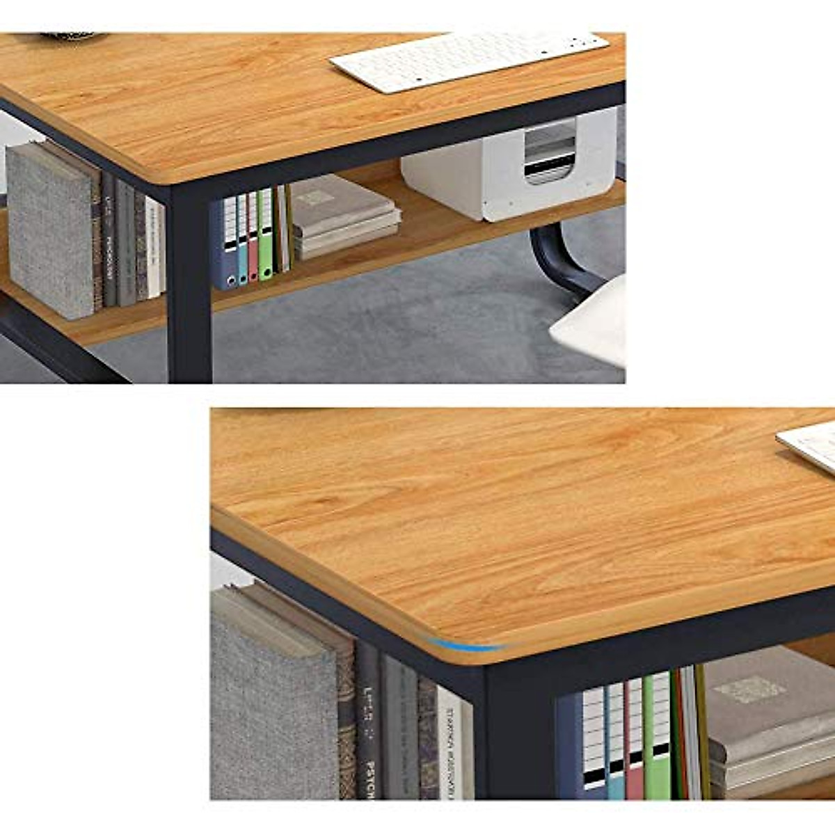 Modern Solid Wood Computer Desk,Large Workstation Study Writing Desk with Storage Shelves,Pc Laptop Table for Home Or Office
