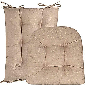 Sweet Home Collection Rocking Chair Cushion Premium Tufted Pads Non Skid Slip Backed Set of Upper and Lower with Ties, 1 Count (Pack of 1), Taupe