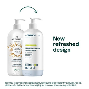 ATTITUDE Hair Conditioner for Sensitive Dry Scalp, Soothing Oat, Naturally Derived Ingredients, Dermatologically Tested, Vegan Detangler, Extra Gentle, Unscented, 32 Fl Oz