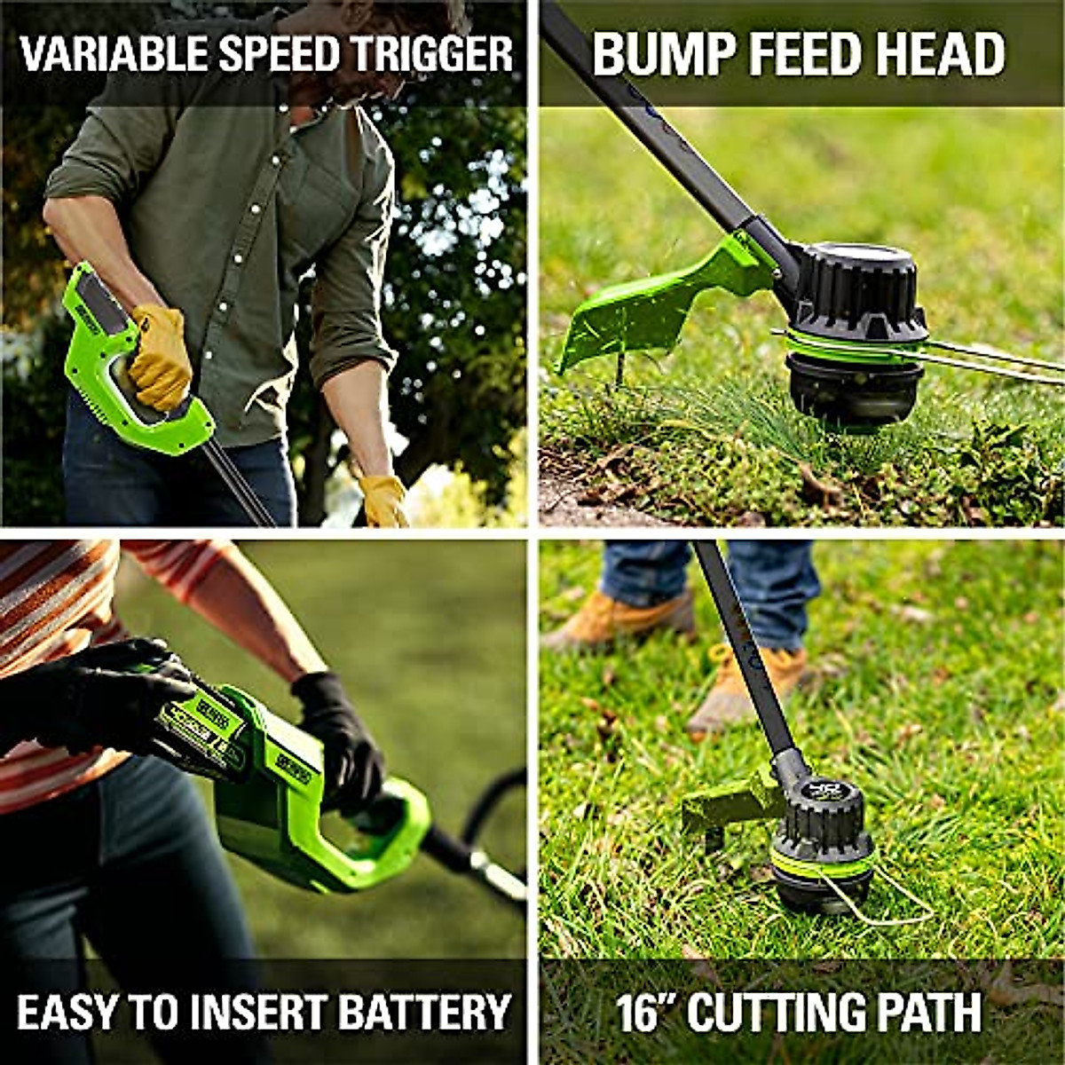 Greenworks 40V 14 inch Brushless Cordless String Trimmer, 2Ah Battery and Charger Included ST40L210