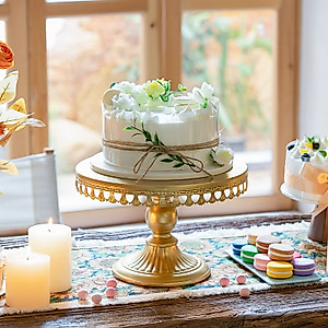 Capesaro Gold Cake Stand,12 Inches Round Cupcake Stands Metal Cake Display Stand for Wedding Brithday Celebration Baby Shower