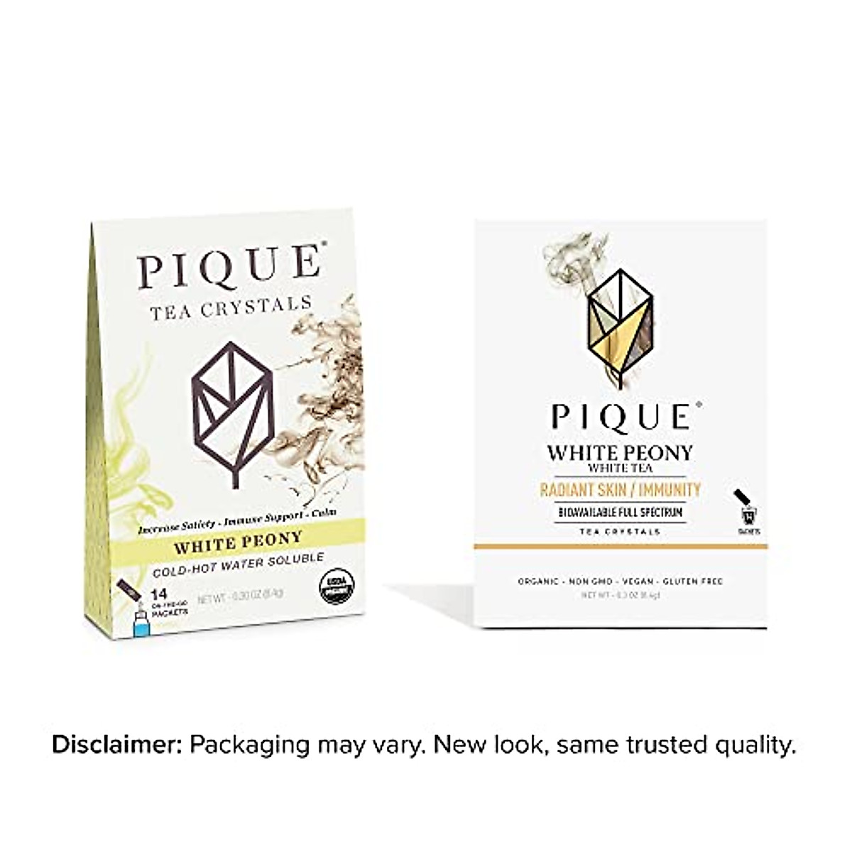 Pique Organic White Peony Tea Crystals - Antioxidants for Radiant Skin, Immune Support, Fujian Chinese Caffeinated Tea - 14 Single Serve Sticks (Pack of 1)