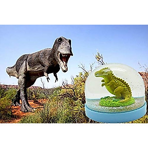 Lightahead Mini Dinosaur Snow Globe Inside Blue Base,Table Top Decorations Christmas,Birthday Gifts
