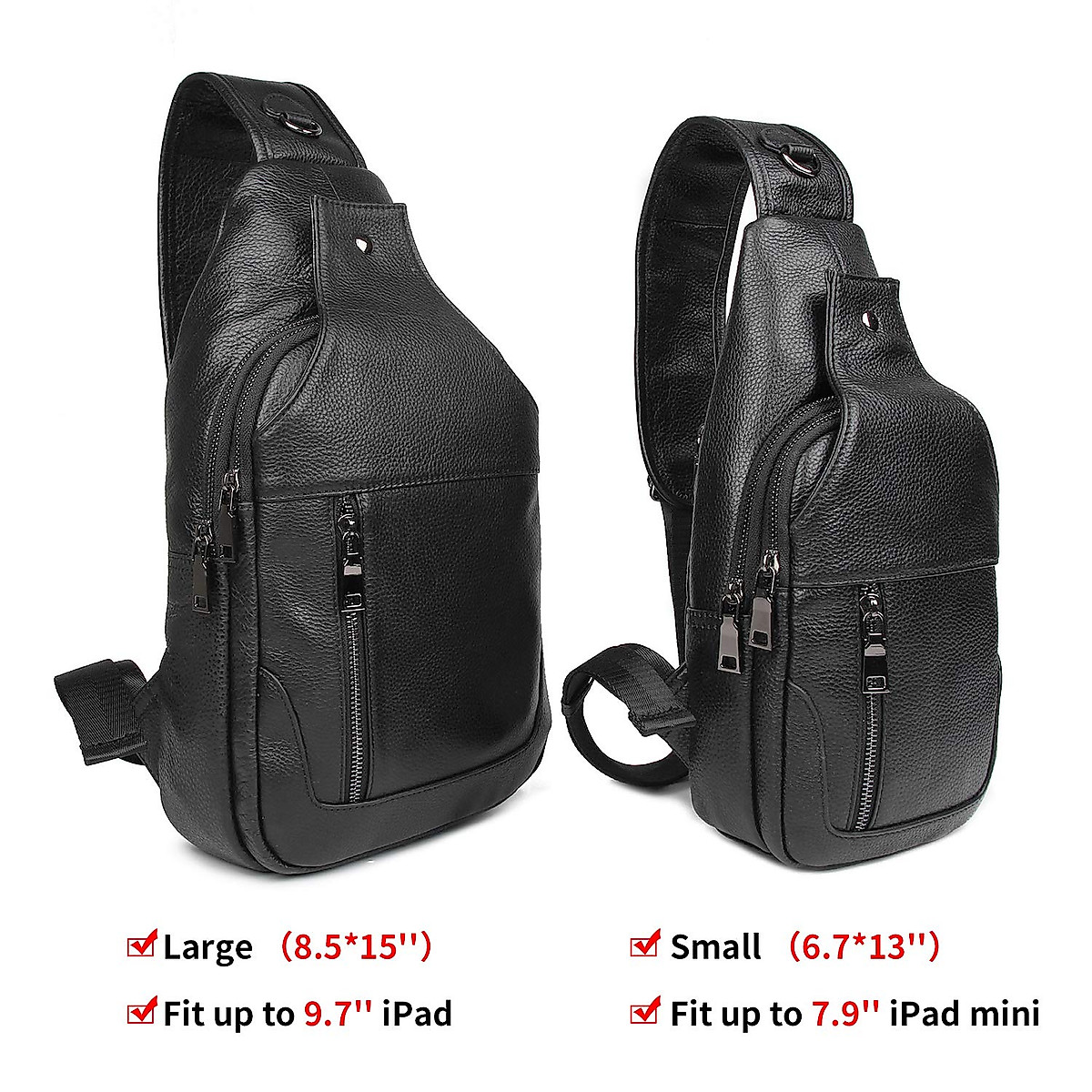 Full Grain Leather Crossbody Sling Bag Chest Backpack Outdoor Travel Hiking Sports Daypacks