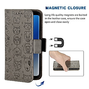 FDCWTSH Compatible with Oppo Reno 2 Wallet Case Wrist Strap Lanyard Leather Flip Card Holder Stand Cell Accessories Folio Purse Slot Credit ID Magnetic Phone Cover for Reno2 2019 Women Men Grey