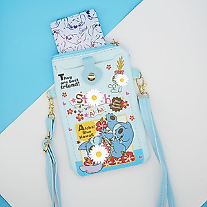 Kawaii SDQ Small Crossbody Cell Phone Purse, Cartoon Phone Bag with Mirror, Cell Phone Wallet Shoulder Bag with Credit Card Slots, Cell Phone Pouch Purse with Shoulder Strap For Women teen girls