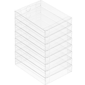 50 Pack Clear Plastic Boxes Transparent Crystal Boxes Greeting Card Photo Storage Cases Fold Design Protects Boxes (A2: 4.53 x 1.02 x 5.91 Inch)