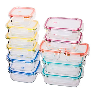 Imperial Home 24 Pc Glass Storage Containers with Lids, Food Storage Container Set, Kitchen Organization, Meal Prep, Airtight Lock Lid, Reusable, Freezer & Microwave Safe, BPA Free