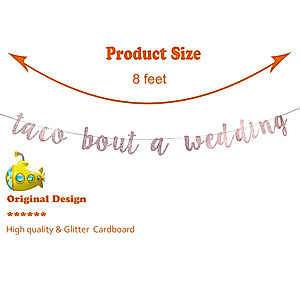 Etaredkj Taco Bout a Wedding Banner,Rose Gold Glitter Sign Garland for Mexican Fiesta Themed Bridal Shower Bachelorette Party Wedding Decorations