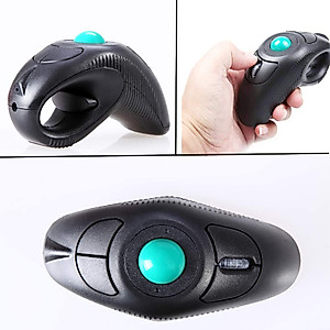 EIGIIS 2.4G Ergonomic Trackball Handheld Finger USB Mouse Wireless Optical Travel DPI Mice for PC Laptop Mac Left and Right Handed