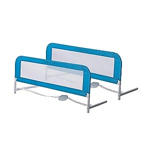 Adjustable Mesh Bed Rail in Blue, Two Height Levels, Breathable and Durable Fabric, Lightweight and Portable Bed Rail for Toddlers, Double Pack