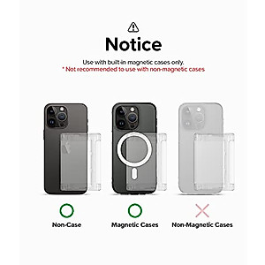 Ringke Magnetic Side Slot Card Holder for Phone Case, Business Card Holder for Back of Phone, ID Credit Card Wallet Compatible with Magsafe, and iPhone 14, 13, 12, Pro Max Mini - Clear Mist