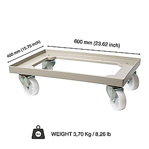 Dough Box Dolly/Cart, Fits 23.6" x 15.74" (600mm x 400mm) Proofing Trays (not Included), Food Grade Pizza Bakery, Great for Stacking Pizza Dough Box, Moving Dollies, Swivel Casters, L'Oro Del Sud