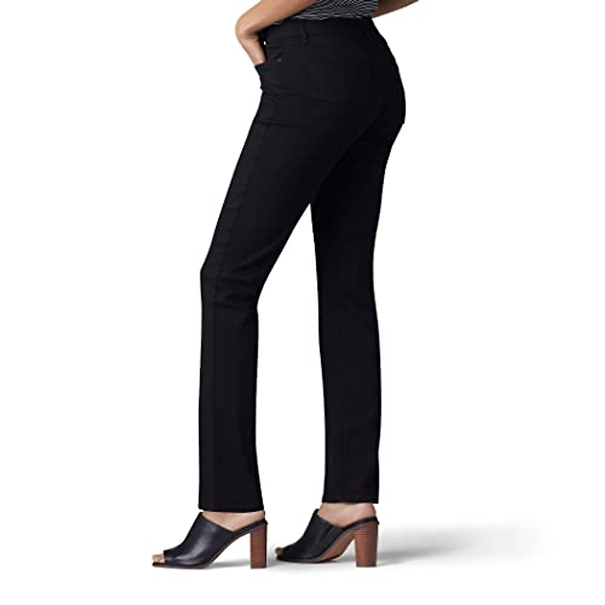 Lee Women's Ultra Lux Comfort with Flex Motion Straight Leg Jean Black 16 Medium