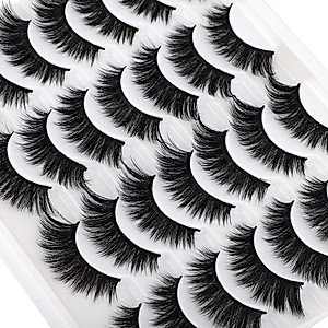 Cat Eye Lashes Natural Look False Eyelashes 14 Pairs Faux Mink Wispy Short Lashes Fluffy 3D Thick Strip Reusable Fake Eyelashes by HeyAlice