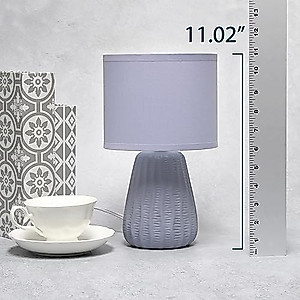Simple Designs LT1138-PWK 11.02" Traditional Mini Modern Ceramic Texture Pastel Accent Bedside Table Desk Lamp w Matching Fabric Shade for Decor,Bedroom, Nightstand, Living Room, Entryway, Periwinkle