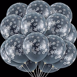 40 Pieces Clear Snowflake Balloons Winter Transparent Snowflake Latex Balloons for Christmas Birthday Wedding Party Decorations