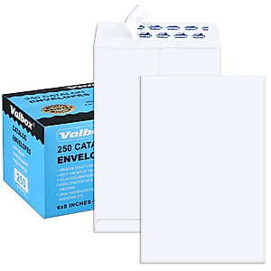 ValBox 6x9 Self Seal Security Catalog Envelopes 250 Count Small White Envelopes for Mailing, Storage and Organizing