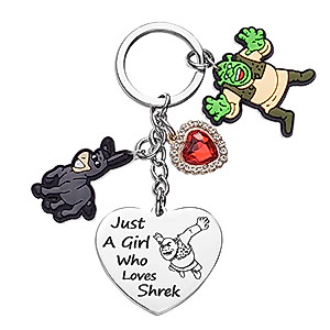 Shrek Merch Keychain Gifts For Women BFF Teen Girls Daughter Shrek Merchandise Heart Keychains