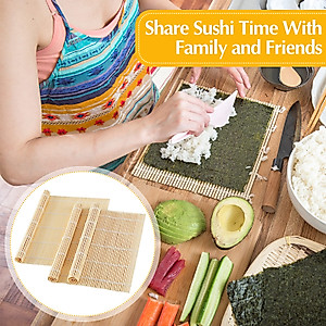 24 Pcs Sushi Making Kit Bamboo Sushi Rolling Mat Non Stick Sushi Mat Sushi Roller Sushi Making Mat Set for Home Kitchen Party DIY, 9.5" x 9.5"