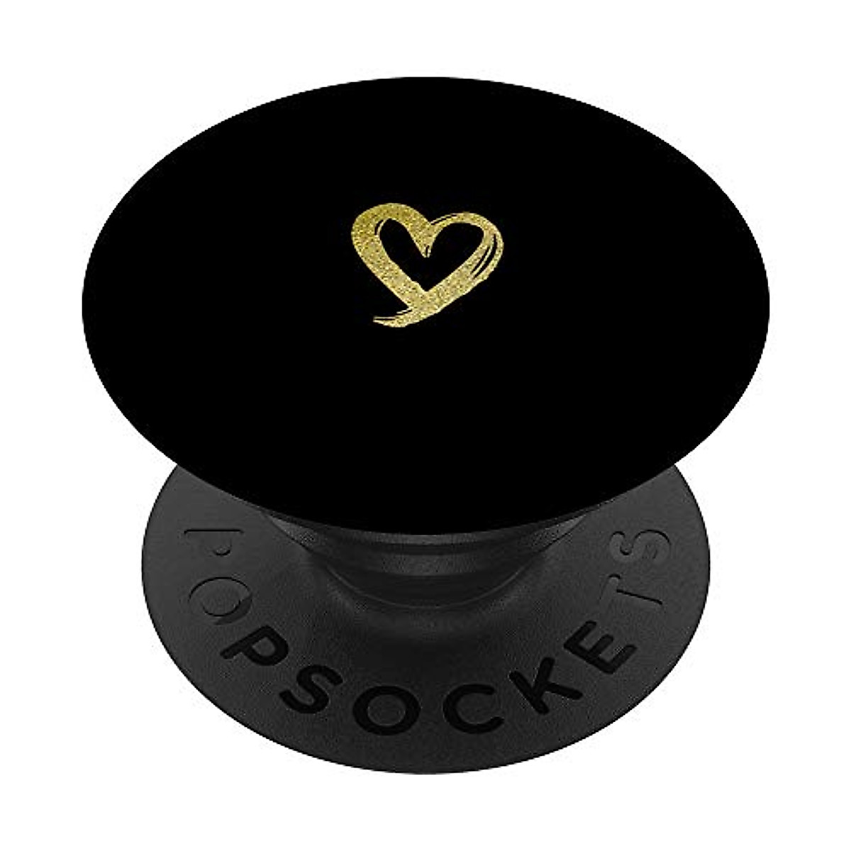 Yellow Minimalist Heart Black PopSockets Swappable PopGrip