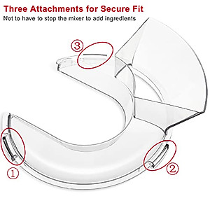 FIRJOY Pouring Shield for KitchenAid 4.5 and 5 Quart Stainless Steel Bowls ONLY - Secure Fit Splash Guard Accessory for KitchenAid Tilt-Head Stand Mixers (Clear)