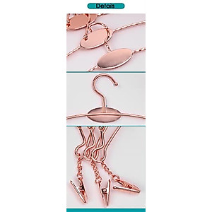 LOVENJOY Clothes Hooks Hangers Rack Metal Alloy Rose Gold for Underwear Bra Pants with Non Slip Clips for Laundry Lingerie Shop Display, 2 Pcs