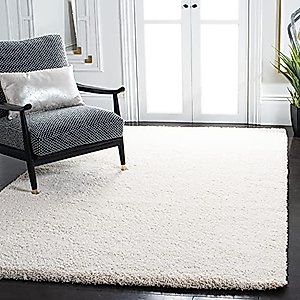 SAFAVIEH Milan Shag Collection 8' x 10' Ivory SG180 Solid Non-Shedding Living Room Bedroom Dining Room Entryway Plush 2-inch Thick Area Rug