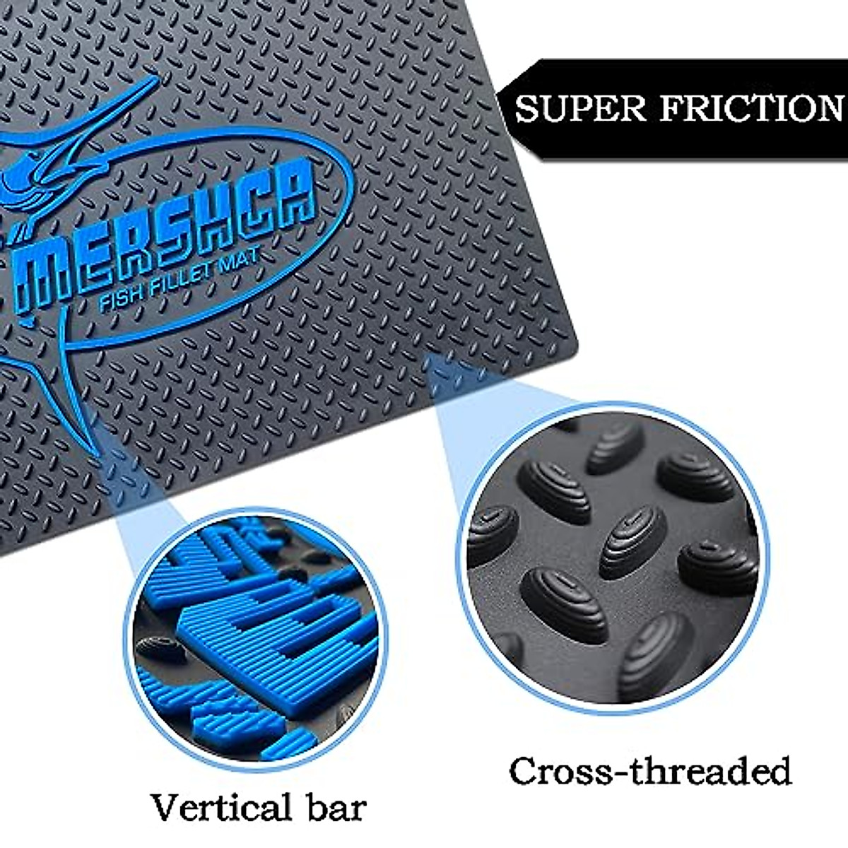 Mershca Fish Fillet Mat with Storage Bag, Portable Fish Cleaning & Cutting Board Grips Fish for Easy Filleting, Fish Mat for Scaling Fish, 14"x24"