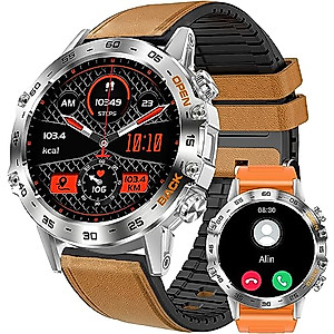 Military Smart Watch for Men Make/Answer Calls Rugged Tactical Smartwatch Compatible with Android iPhone Samsung 1.39" HD Screen Heart Rate Sleep Monitor Watch 108 Sports Modes Fitness Tracker