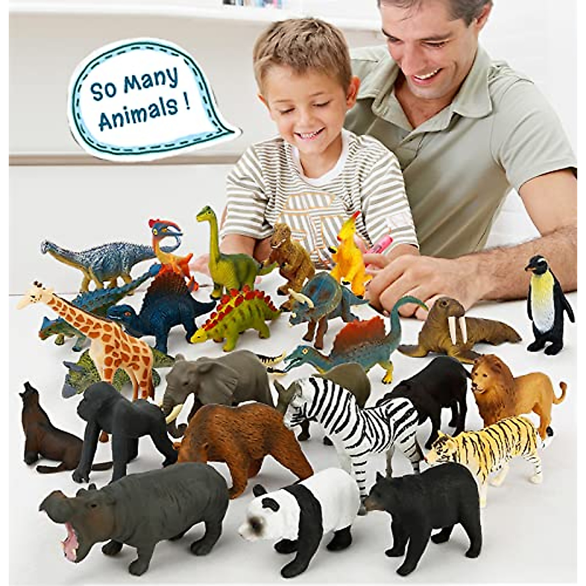 MIKNEKE Montessori Animal Figures with Flash Cards, Realistic Animal Figurines Toys, Montessori Materials Homeschool Preschool Science Educational Matching Game for Toddler Kids (Zoo)