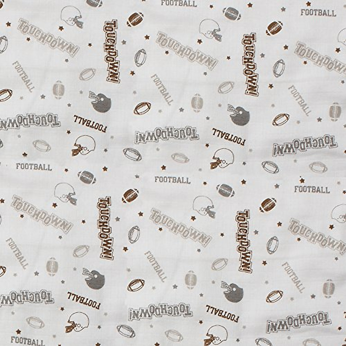 Bacati Football Brown/Grey Muslin Quilted Changing Pad Cover